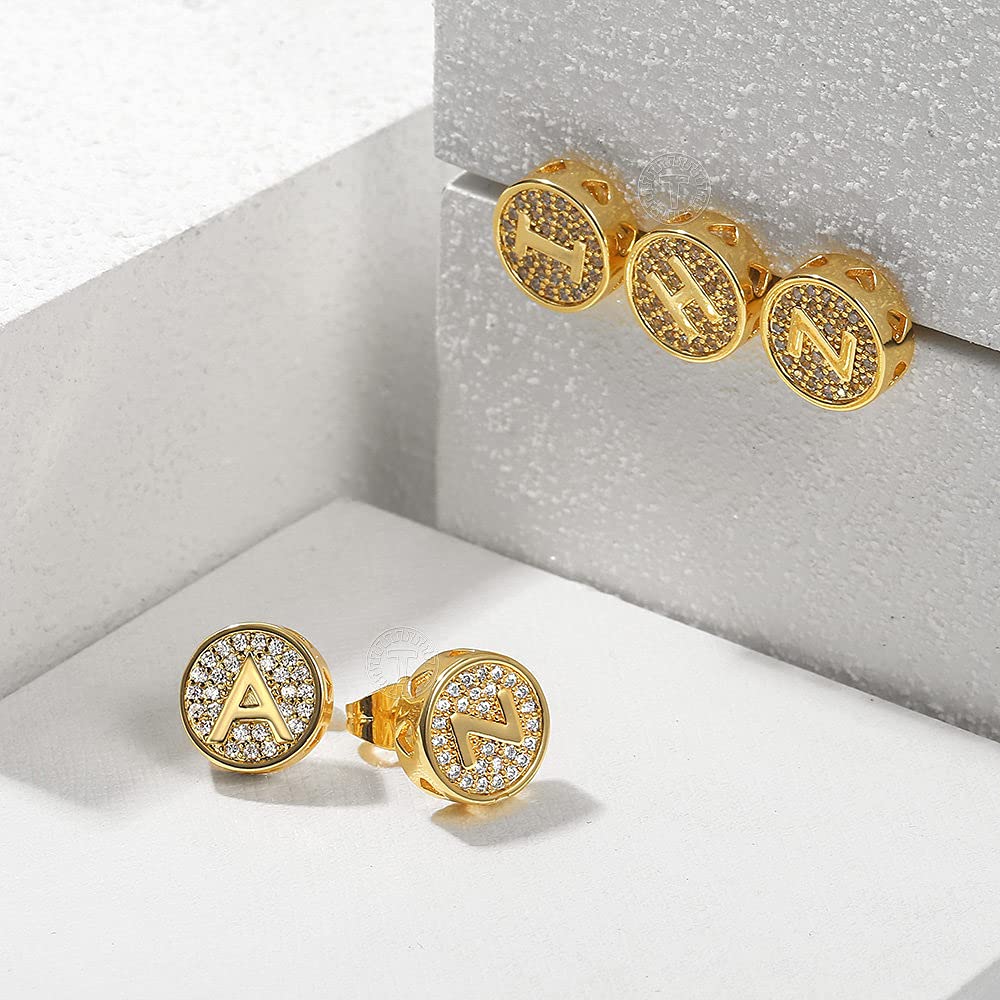 Trendsmax K Initial Letter Stud Earrings for Women Gold Plated Alphabet CZ Stud Earrings