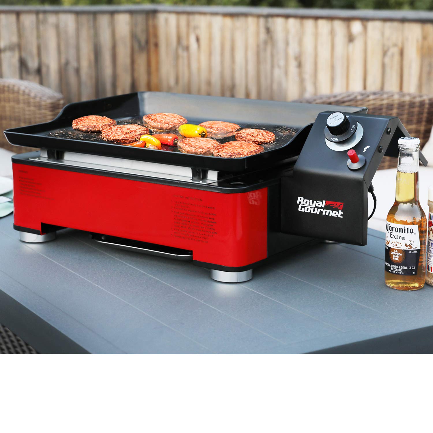 Royal Gourmet 23 Inch Outdoor Portable Flat Top Grill Table Top Propane Gas Mini Griddle Grill on Clearance Prime for Camping Cooking, Tailgating, PD1202R