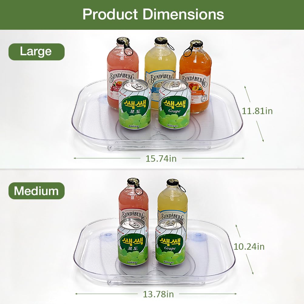 Square Lazy Susan Turntable Organizer for Refrigerator - 360° Rotate Rectangle Fridge Organizer and Storage, Lazy Susan for Kitchen, Dining Table(L-15.74''x 11.81'')