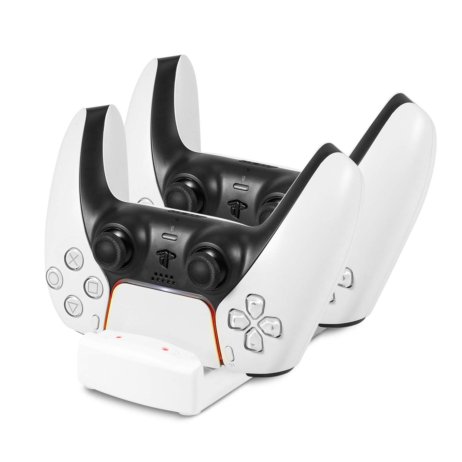 TNP PS5 Dual Charging Docking Station Charger Compatible with Sony PlayStation 5 Official Dualsense Wireless Controller, Fast Charge Port Dock Stand Accessories with USB-C Cable Cord LED Indicator