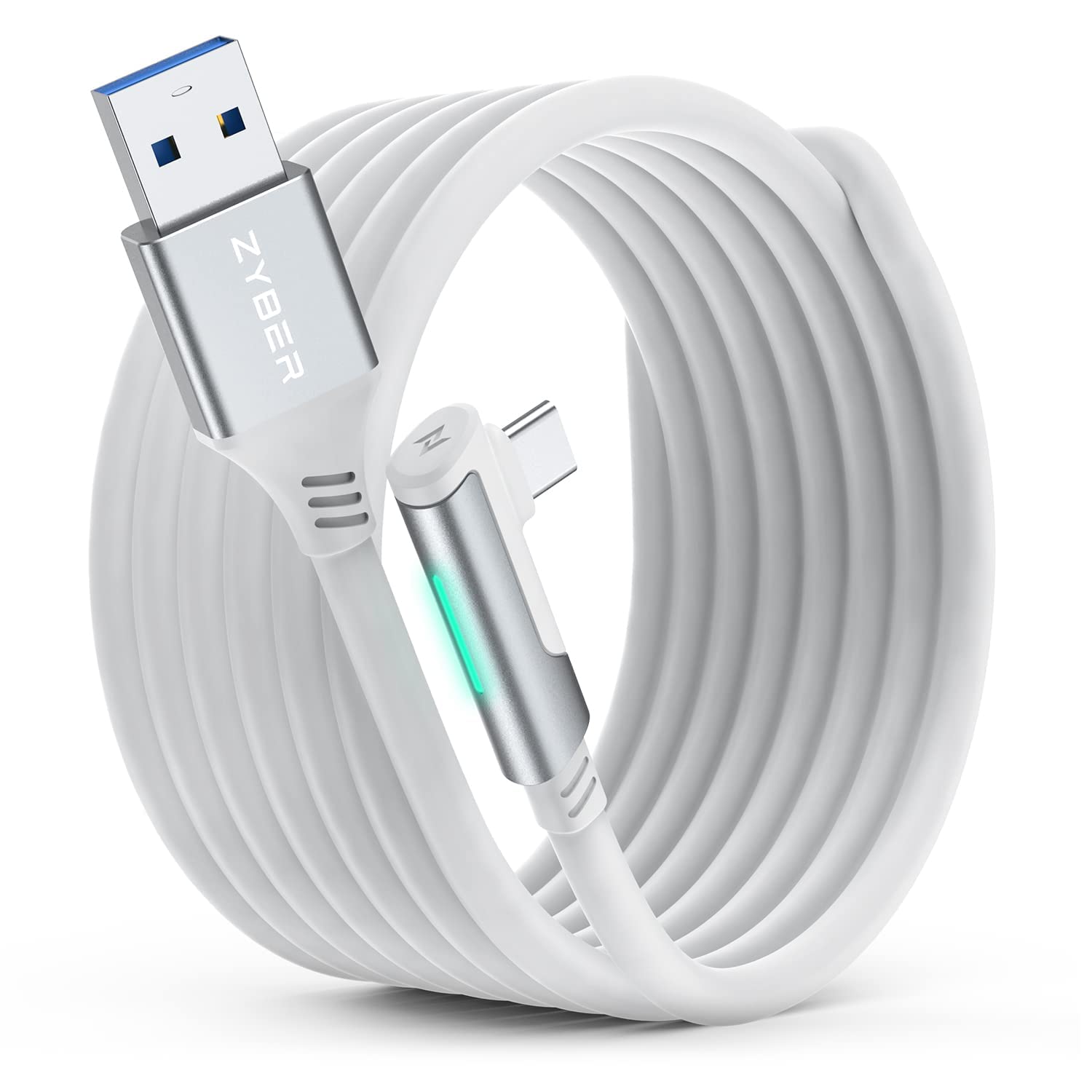 ZYBER Link Cable 16 FT for Meta Quest 2 Quest Pro Pico 4 Accessories, VR Headset PC Link Cable for Oculus Quest 2/1 Gaming PC, High Speed Data Transfer USB 3.0 to USB C Cable for PC VR and Steam VR