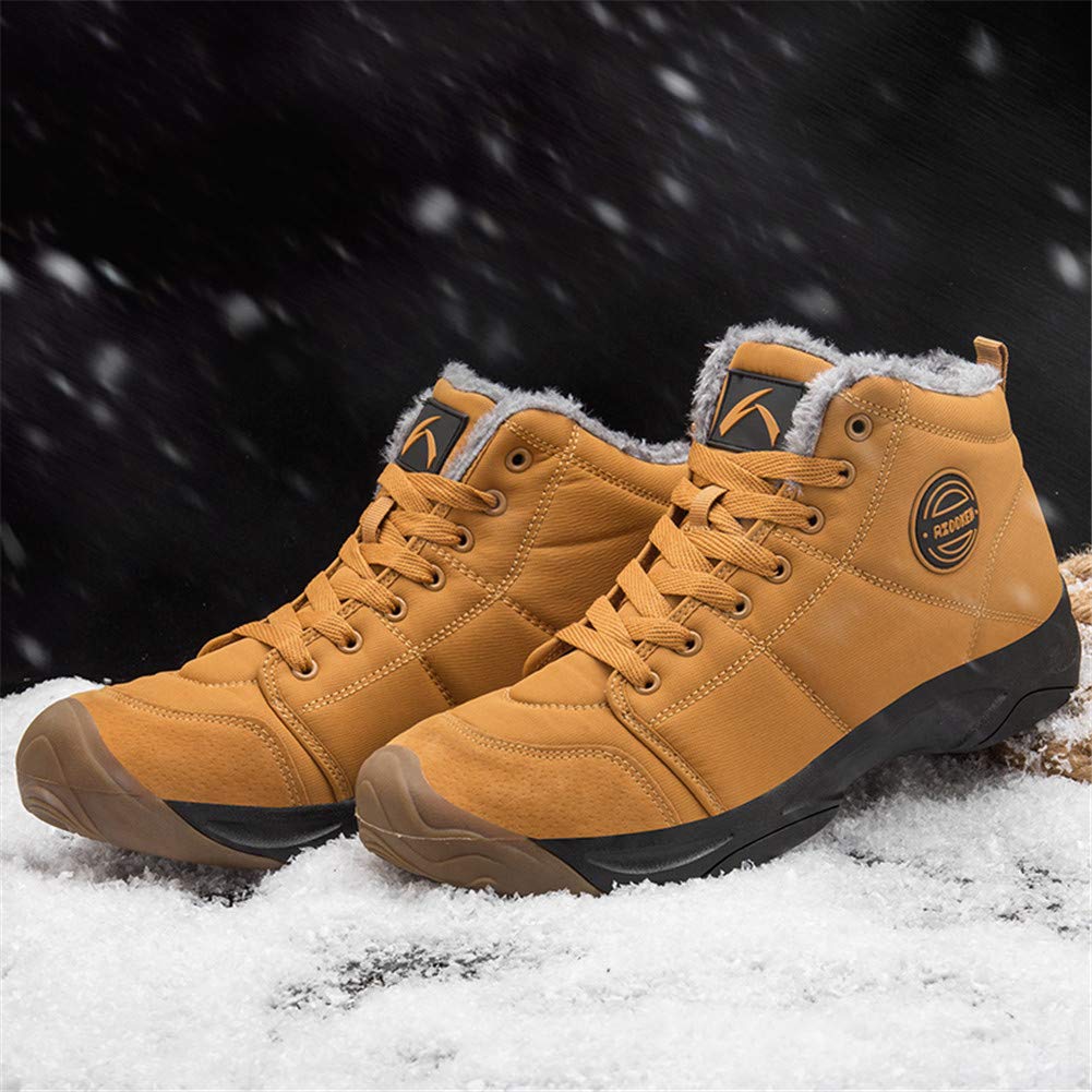 UPSOLO Mens Ankle Snow Booties Backpacking Hiking Boots Warm Soft Sole Comfortable Extra Wide Width Thicken Lightweight Walking Casual Sneakers(6919 Blue 44)