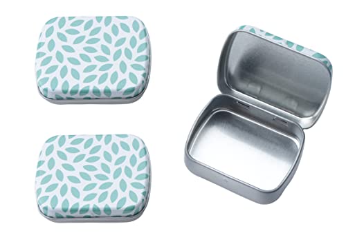 Ruwado 4 Pcs Small Storage Box Metal 6 x 5 x 1.5 cm Rectangle Empty Hinged Tins with Lid Organizers Containers for Earring Crafting Jewely Pills Home Hooks Small Items (Leaves)