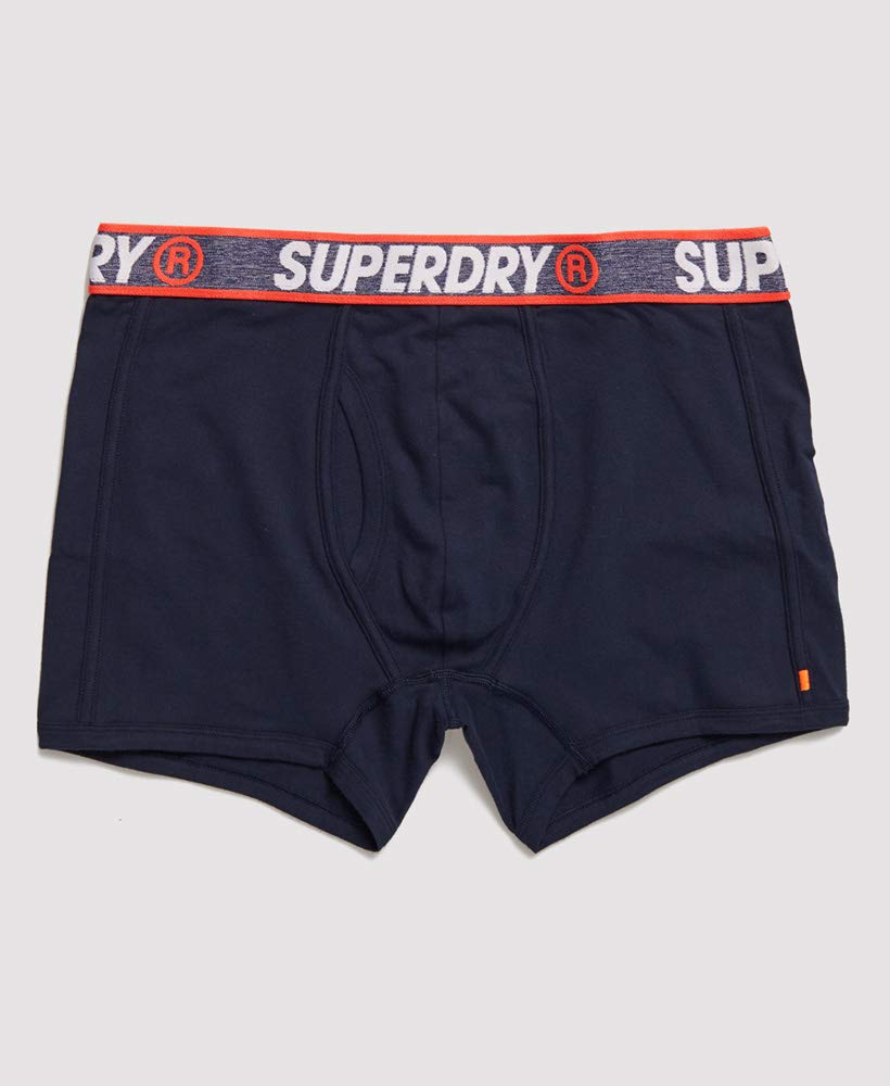 Superdry Mens Sports Boxers Double Pack Chrome Navy Feeder/Downhill Navy Size Xl