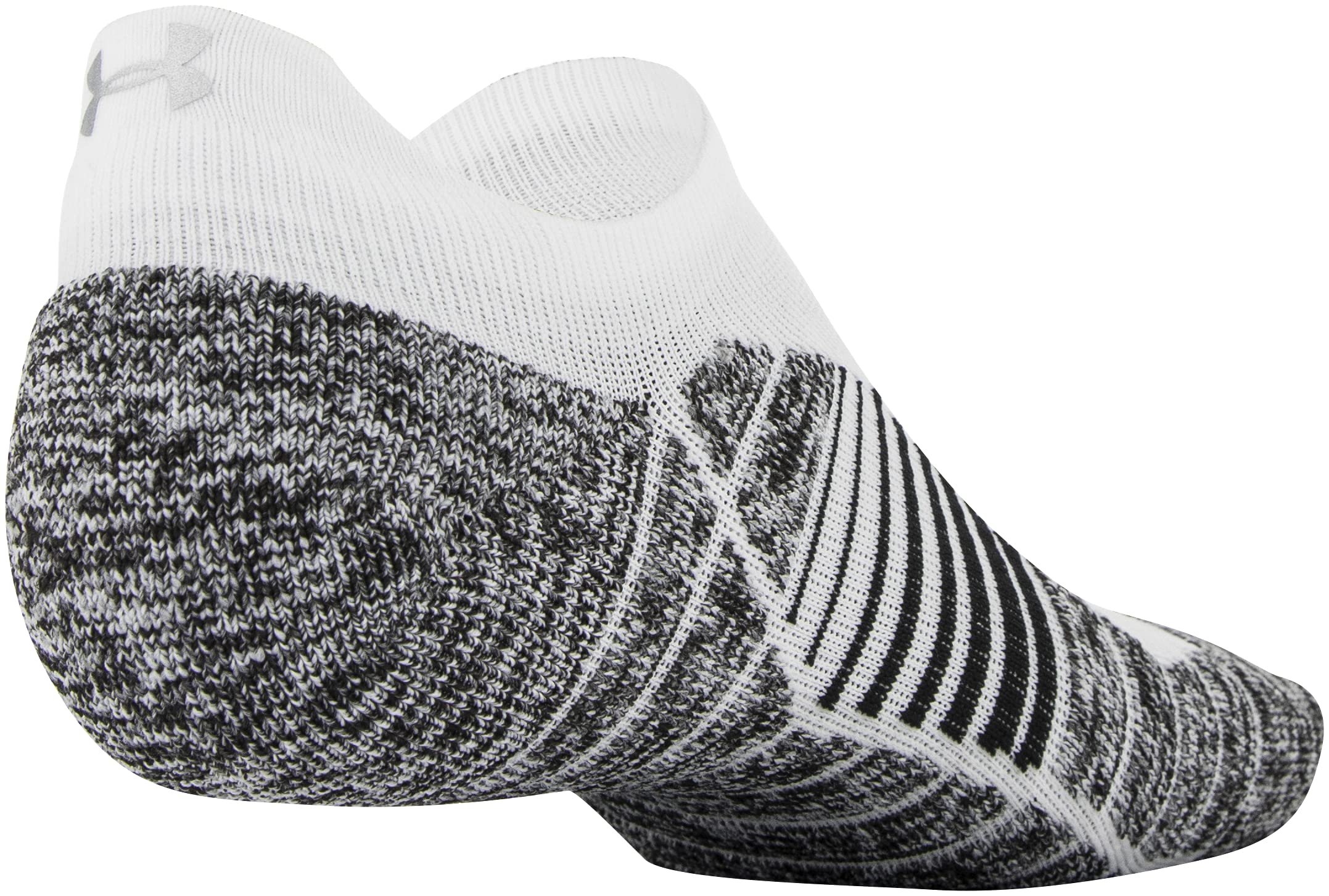 Under Armour Adult Elevated+ Performance No Show Tab Socks, 3-Pairs, White/Halo Gray Assorted, Large