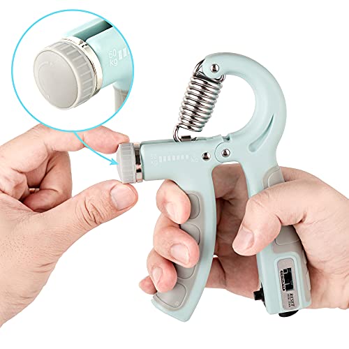 steelway Hand Grip Exerciser Strengthener 2 Pack,Grip Trainer, Forearm Grip Strength with Counter, Adjustable Resistance from 11-132 LB, Forearm Workout Equipment(Blue)