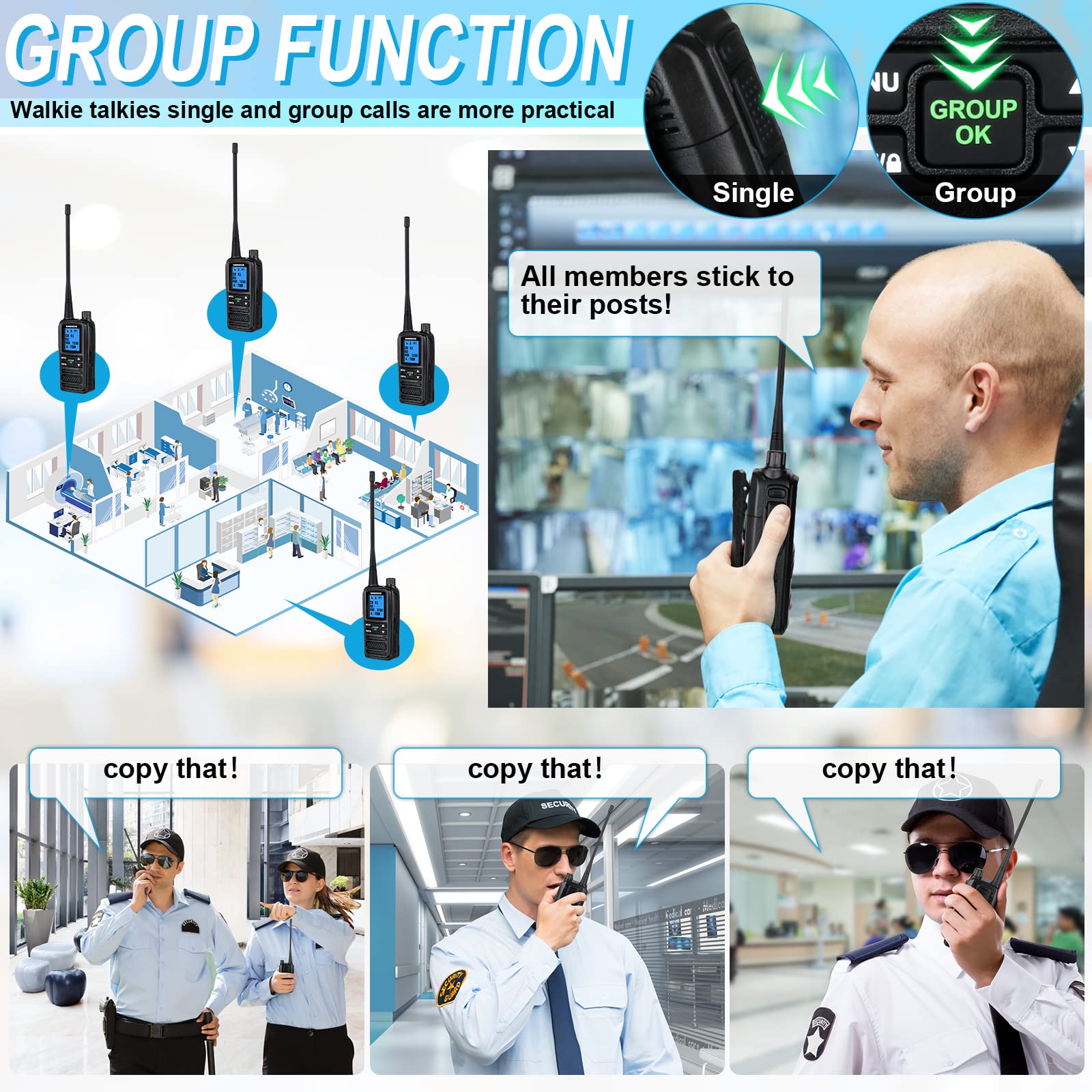 Walkie Talkies for Adults SANZUCO Long Range Walkie Talkies Two Way Radio Long Range 5 miles Distance Rechargeable 2 Two Radio 2000mAh Battery(2 Pack)
