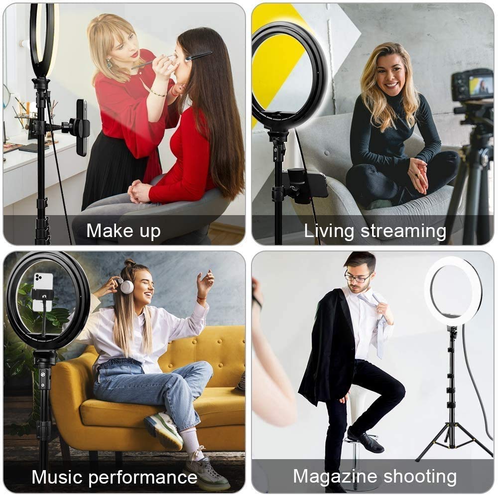 StillCool 10" Selfie Ring Light with 61" Extendable Tripod Stand & 2 Phone Holder for TikTok,YouTube,Vlog,Live Stream,Video Recording,Makeup,Take Photo,Reading,Working, Compatible with iPhone/Android