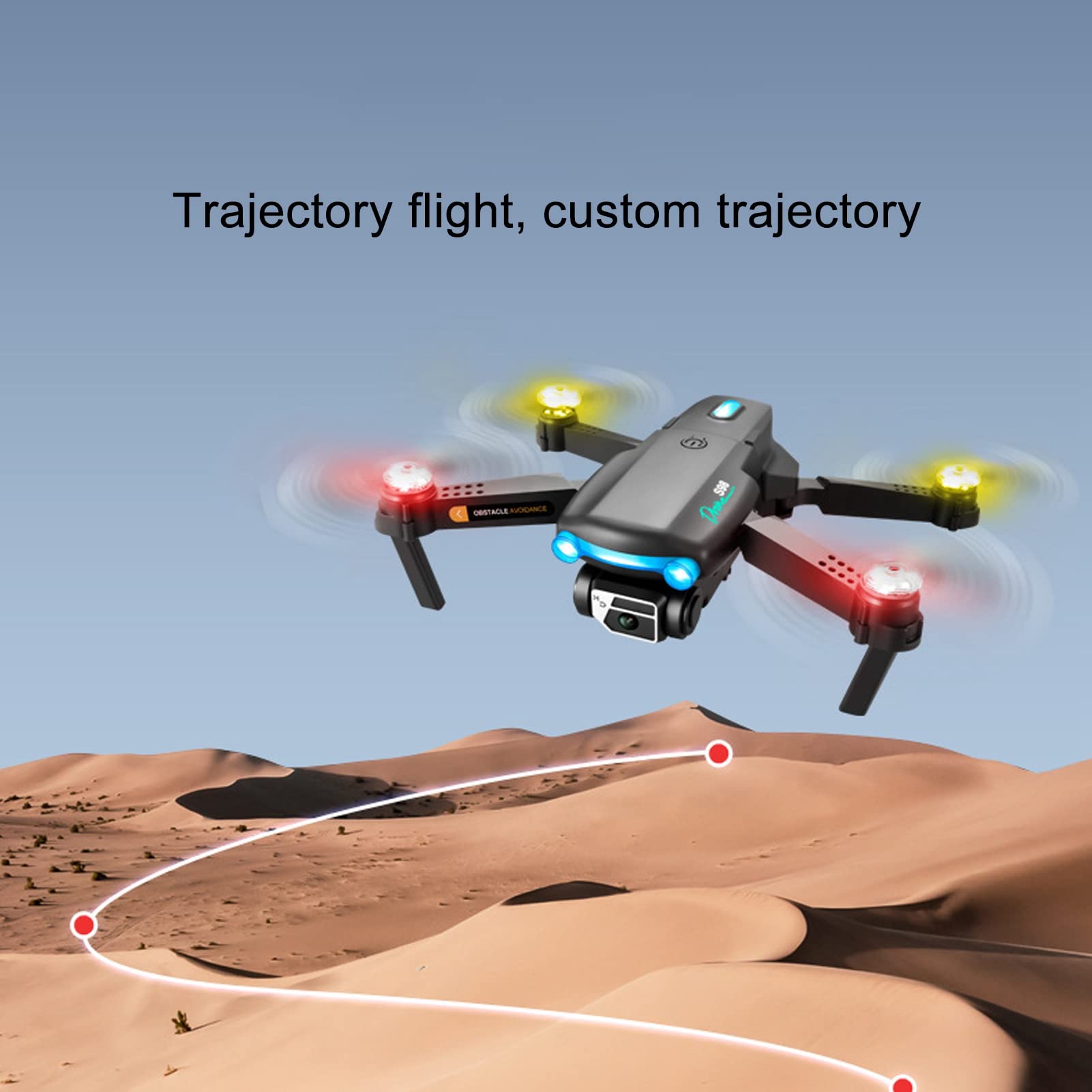 S98 RC Drone with HD Dual Camera, Folding Obstacle Avoidance RC UAV Quadcopter Helicopter for Kids Adults, 360 Degree, Altitude Hold, 72 LEDs Mode, for Photographing Video