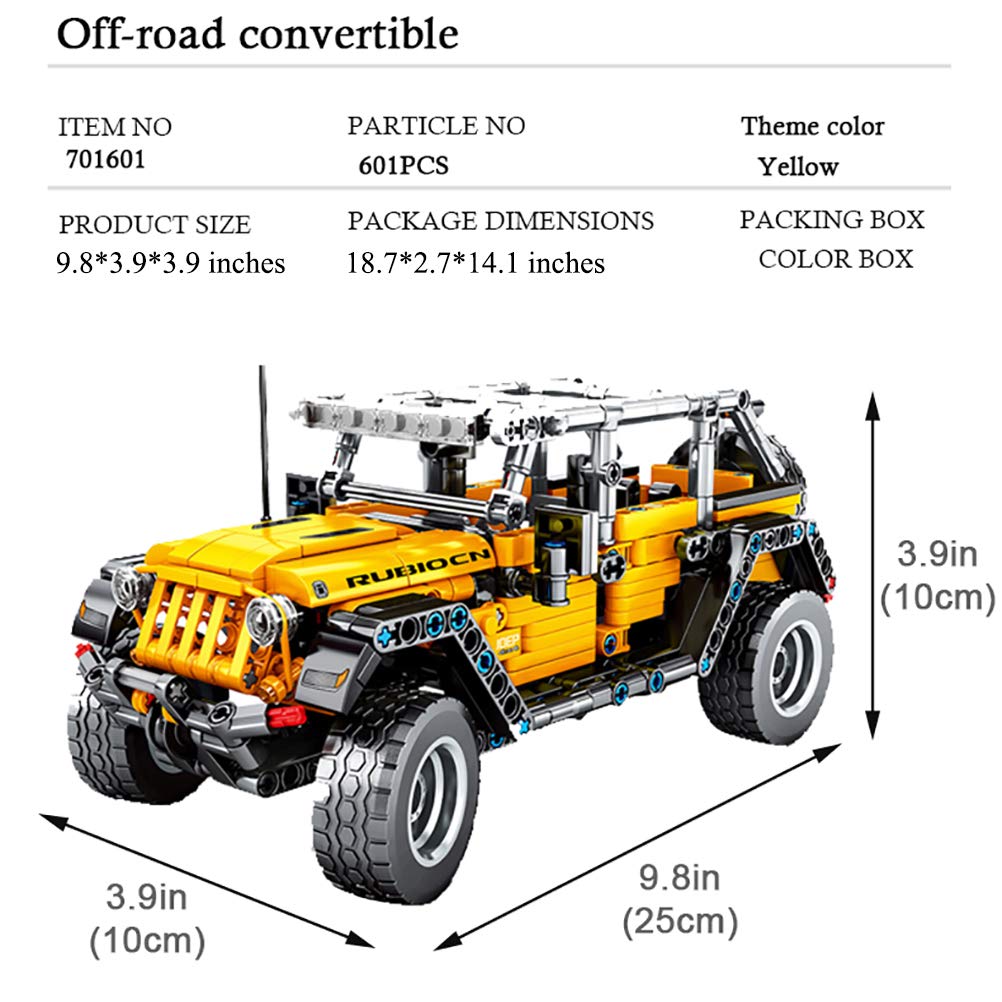 Racing Car Set,Building Blocks Kit Set;Adult Truck Model Toy for Boy (601PCS) (Yellow)