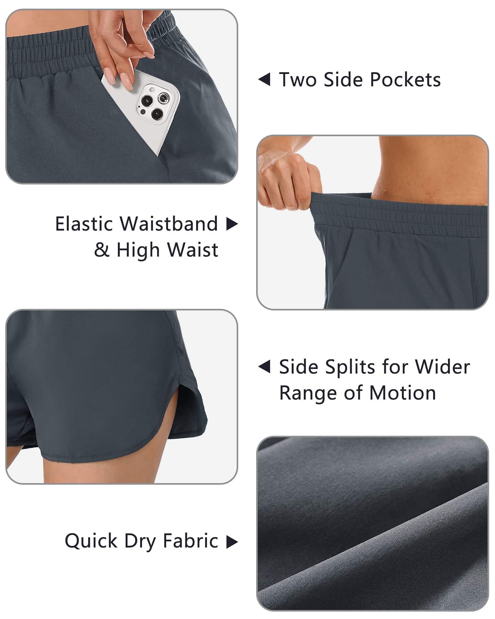 Stelle Women 3"/4"/7" Running Shorts High Waisted Athletic Shorts Quick Dry Workout Shorts with Mesh Liner Deep Pockets (7β Black, XL)