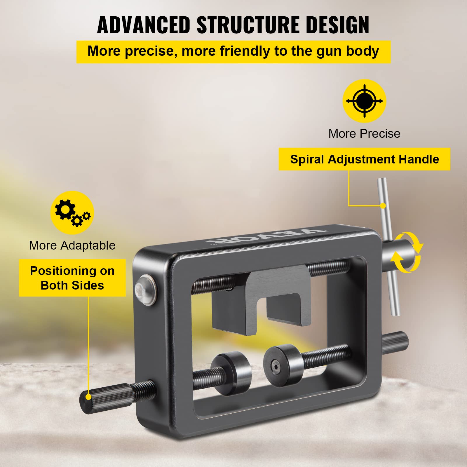 VEVOR Heavy-Duty Aluminum Construction Front & Rear Sight Tool, Sight Adjustment & Maintenance for M&P Glock 1911, Black
