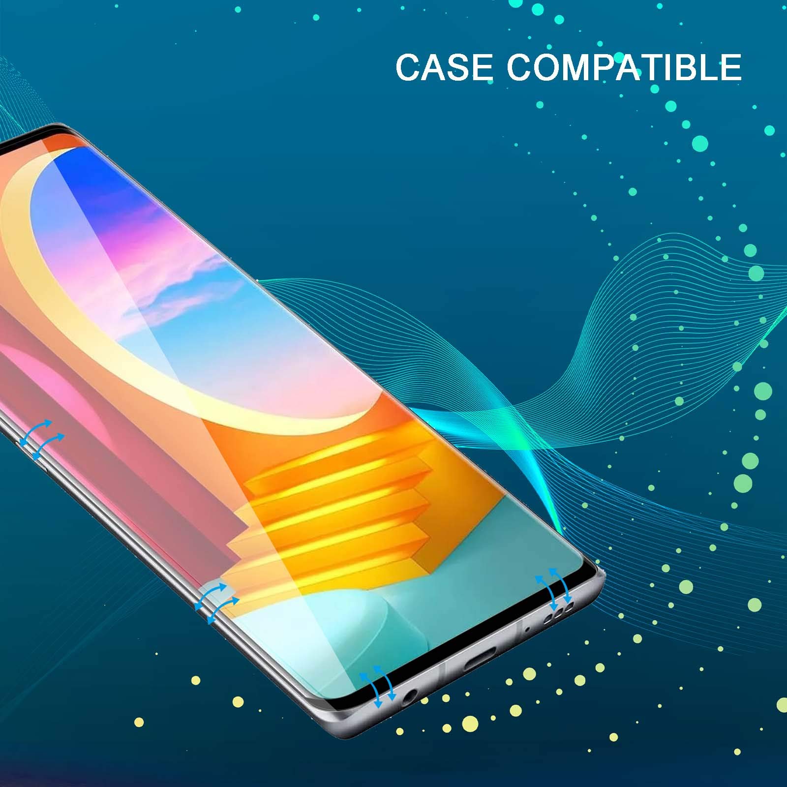 SURBUID (2 Pack Galaxy Note 9 Screen Protector Tempered Glass 3D Curved Edge High Definition Screen Protector Anti Scratch 9H Hardness Bubble-Free Case Friendly Compatible with Samsung Galaxy Note 9