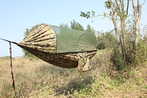 SanMiLa-Rollover Camping Hammock Double & Single Portable Hammocks with Mosquito/Bug Net for Outdoor Travel (Camouflage)