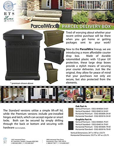 RTS Home Accents ParcelWirx Premium Vertical Storage Cabinet/Package Delivery Box with Lift Off Lid, Oak