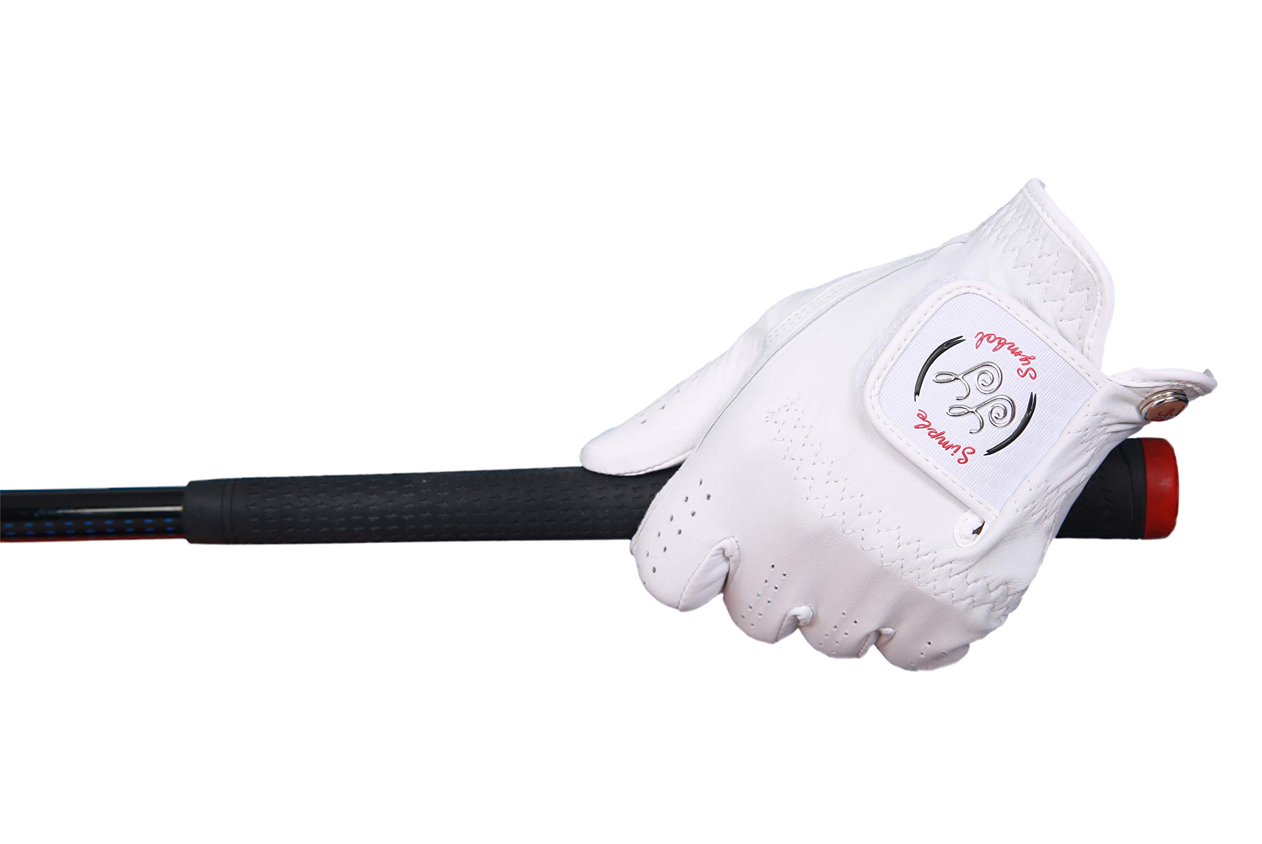 SIMPLE SYMBOL Men's Cabretta Golf Glove Two Pack (White, XL, Left)