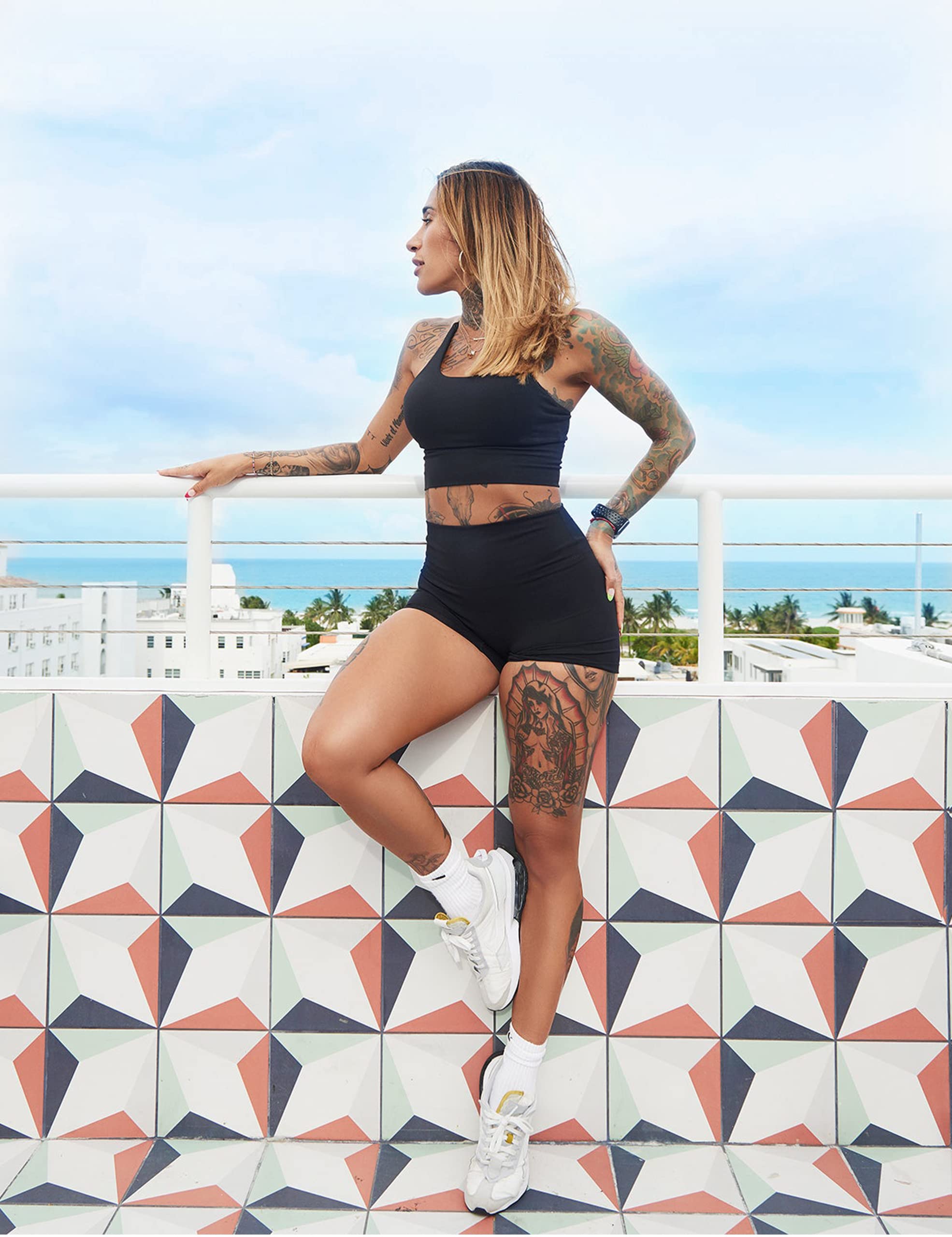 VALANDY Spandex Yoga Shorts for Women, Buttery Soft Biker Shorts High Waisted Workout Booty Shorts 3 Packs