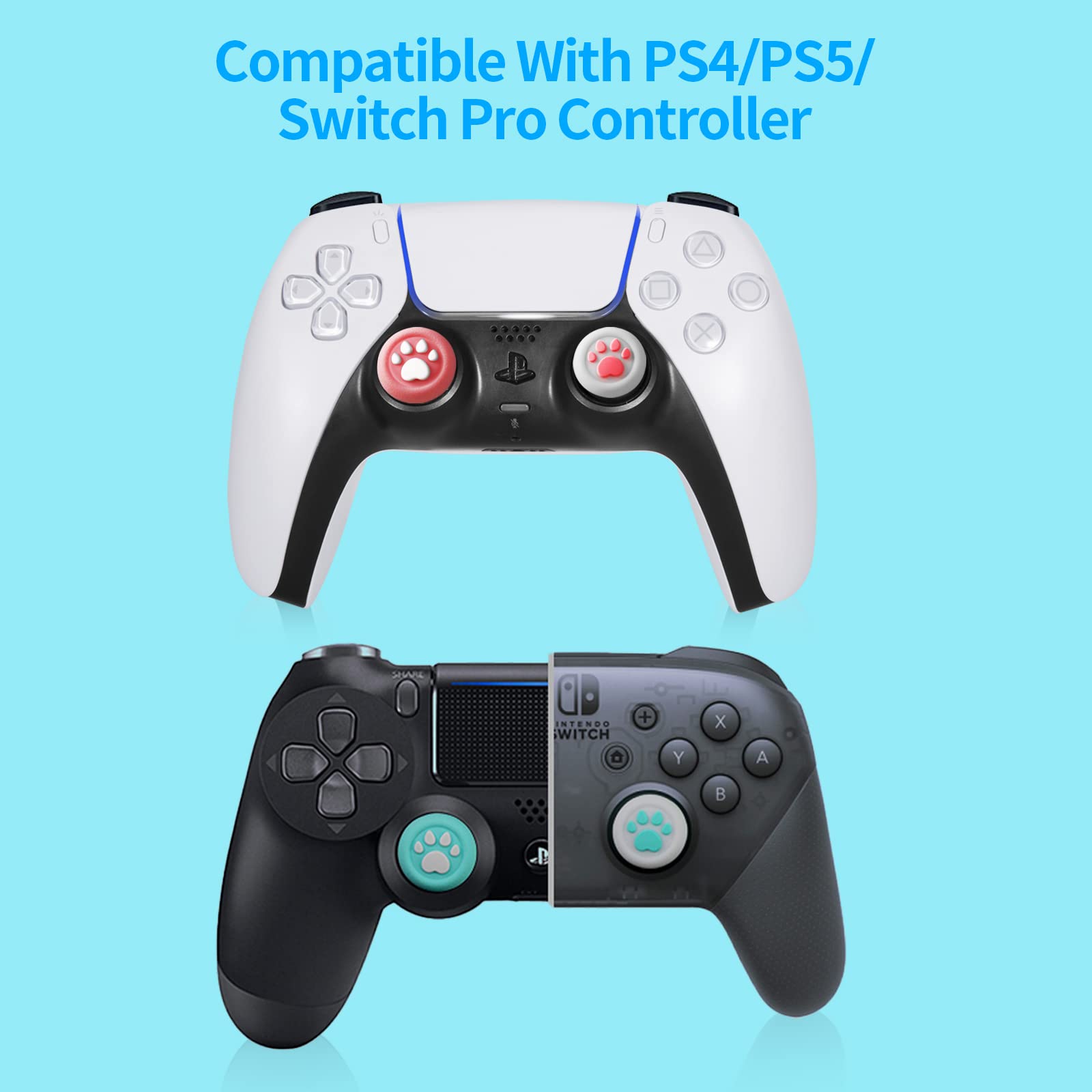 Thumb Grips for PS4 PS5 Controller – 5 Pairs Thumbstick Control Caps Joystick Analog Stick Covers Replacement Skin Decal Accessories for Playstation 4 5 Dualshock Dualsense, Switch Pro Controller