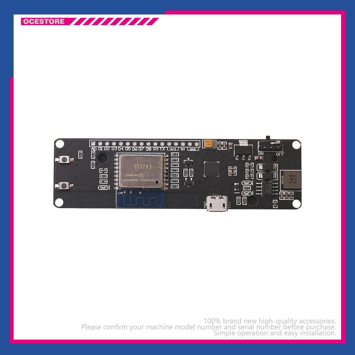 OCESTORE Mini D1 Module Wemos D1 ESP8266 with Battery Slot ESP WROOM 02 Motherboard Compatible with Node-MCU