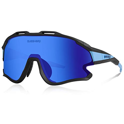 Queshark Sports Cycling Sunglasses 4 Lens Anti UV400 for Men Women HD Polarized