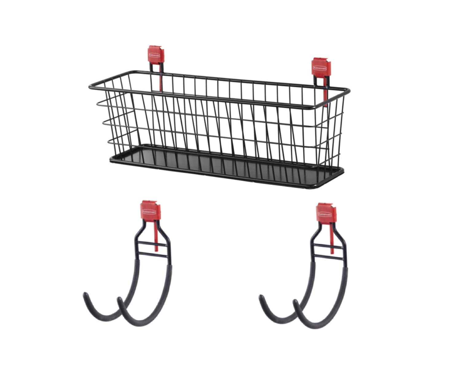 Rubbermaid Shed Basket Accessory Kit with Wire Basket, Magnetic Strip, Hose Holder and Multi-Purpose Utility Hook, Shed Organization and Storage System