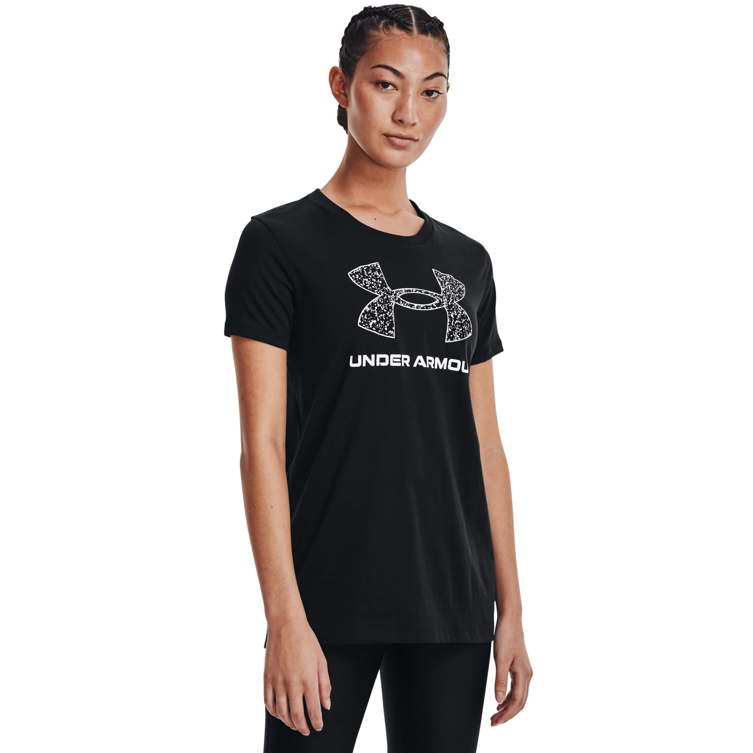 Under Armour Women's Live Sportstyle Graphic Short-Sleeve Crew Neck T-Shirt, Black (003)/Penta Pink, Medium