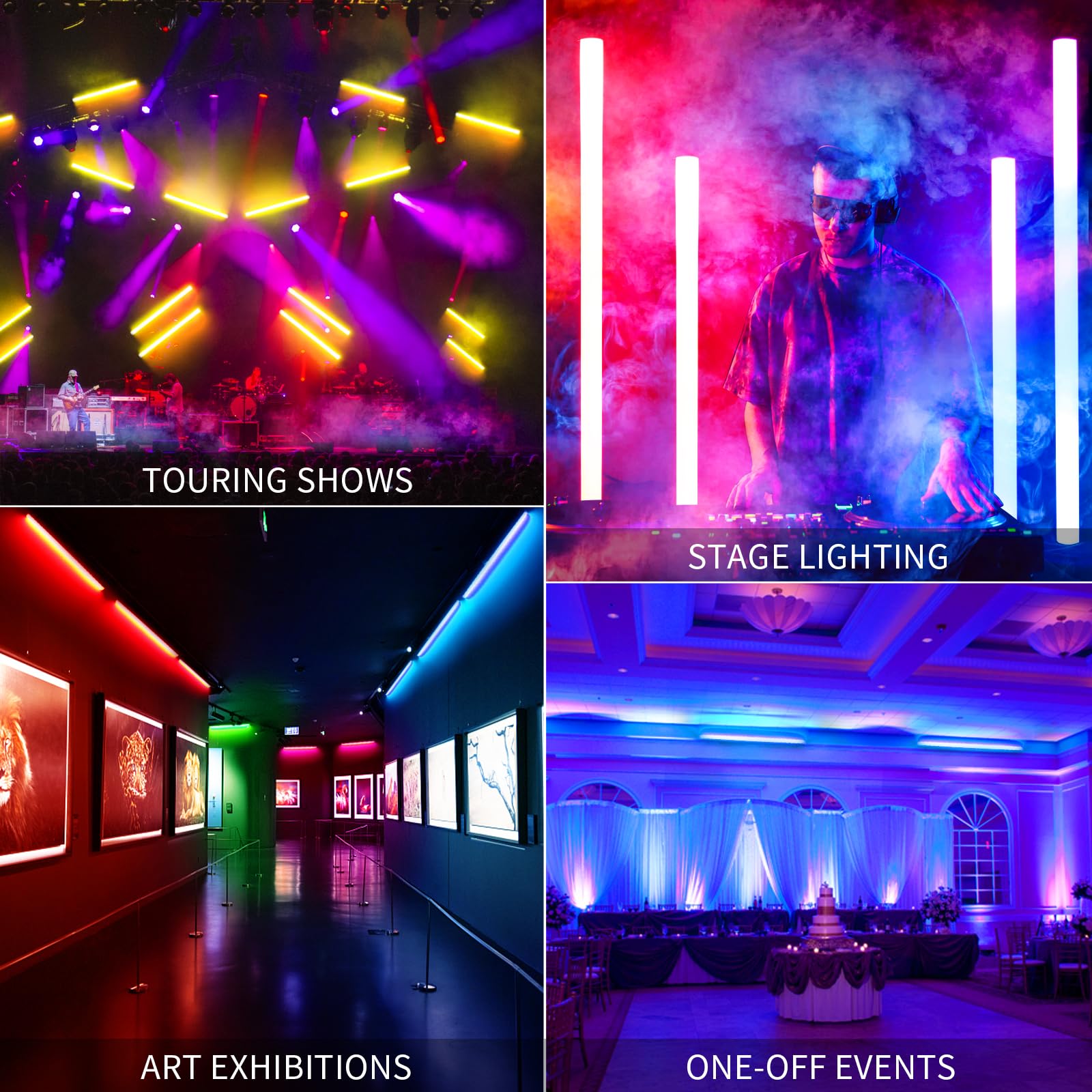 YeeSite LED Stage Light Bar - 144LED 60W DMX RGB DJ Light Bar with Diffuser Cover Sound Activated 12 Pixel 56 Shows Chase Effects Lighting Uplight for Party Events Concert Dance Wedding (12LED Light)