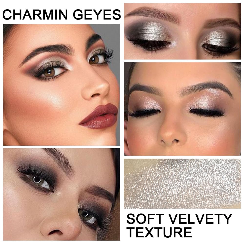 SUAKE 2 pcs glitter eyeshadow sticks Black White Gray Eyeshadow Pencil,Glitter Shimmer Matte Hypoallergenic Eyeshadow Pen,Natural Cream Eye shadow Stick