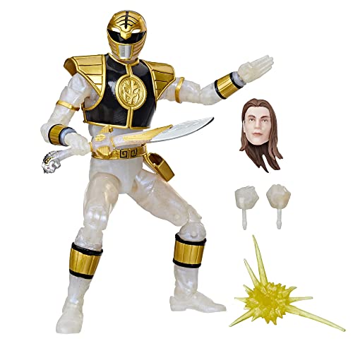 Power Rangers Lightning Collection 6-Inch Mighty Morphin Metallic White Ranger Collectible Action Figure Toy with Accessories, F3952