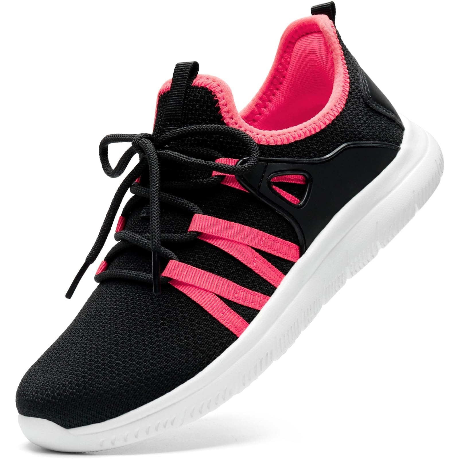 STQ Slip ins Slip on Walking Shoes Women with Arch Support Hands Free Workout Gym Slip on Sneakers Black Watermelon Red Size 8