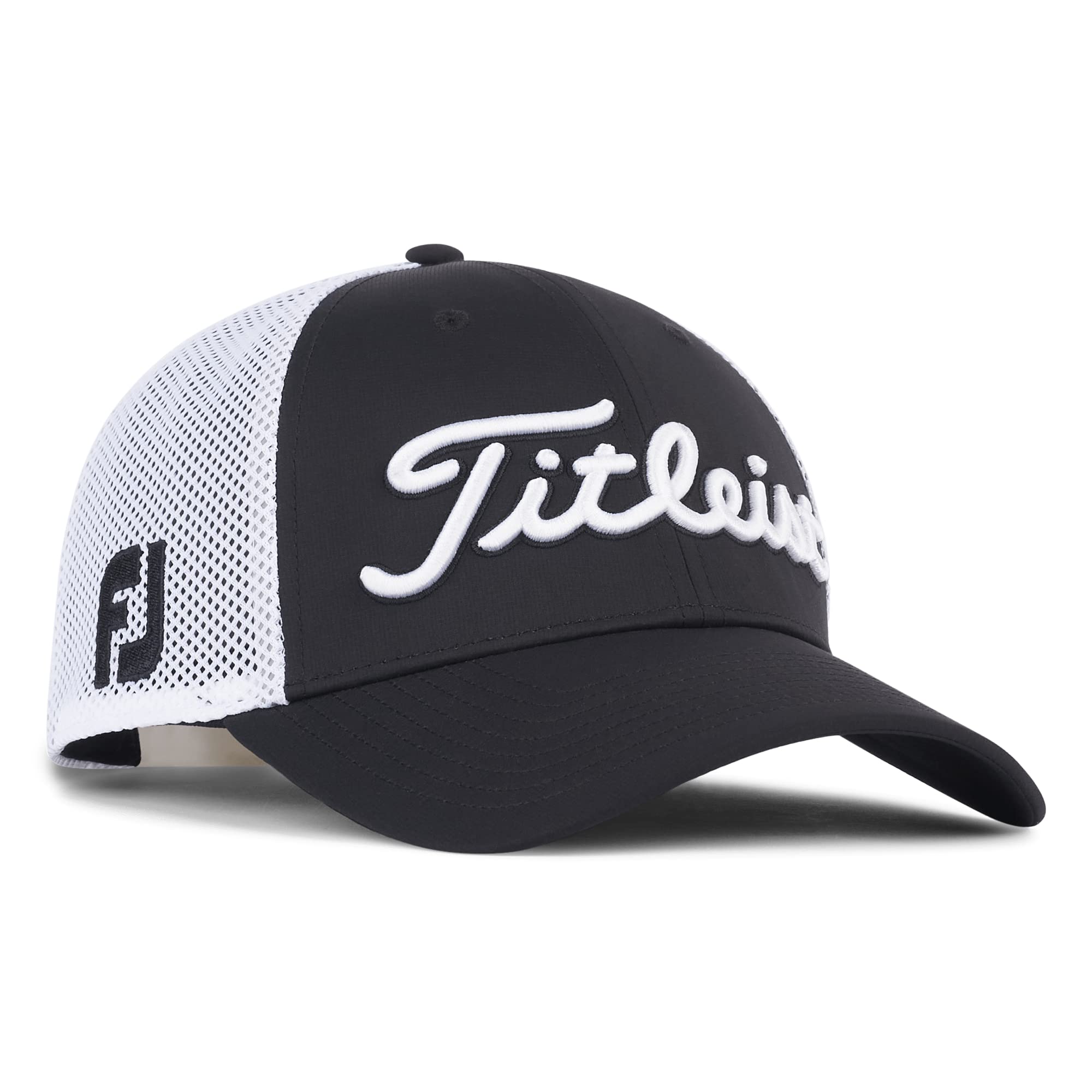 Titleist Men's Standard Tour Performance Mesh Golf Hat, Black/White, OSF