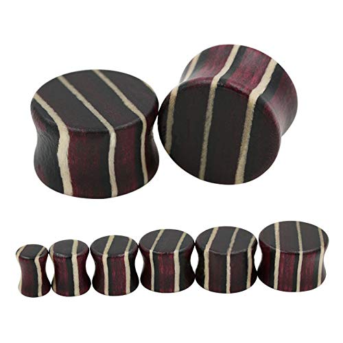 SUPTOP 8PCS Unique Wood Plugs and Tunnels Set Plugs for Ear Organic Hollow Double Flared Ear Plugs Saddles Gauge Size 0g 00g to 5/8