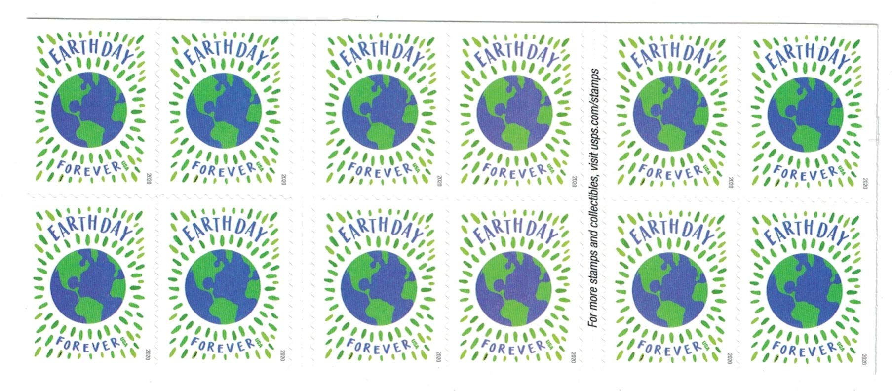 USPS Earth Day (Booklet of 20) Save Earth, Recycle, Awareness, Thank You, Climate, Party First Class Forever Postage Stamps Scott #5459