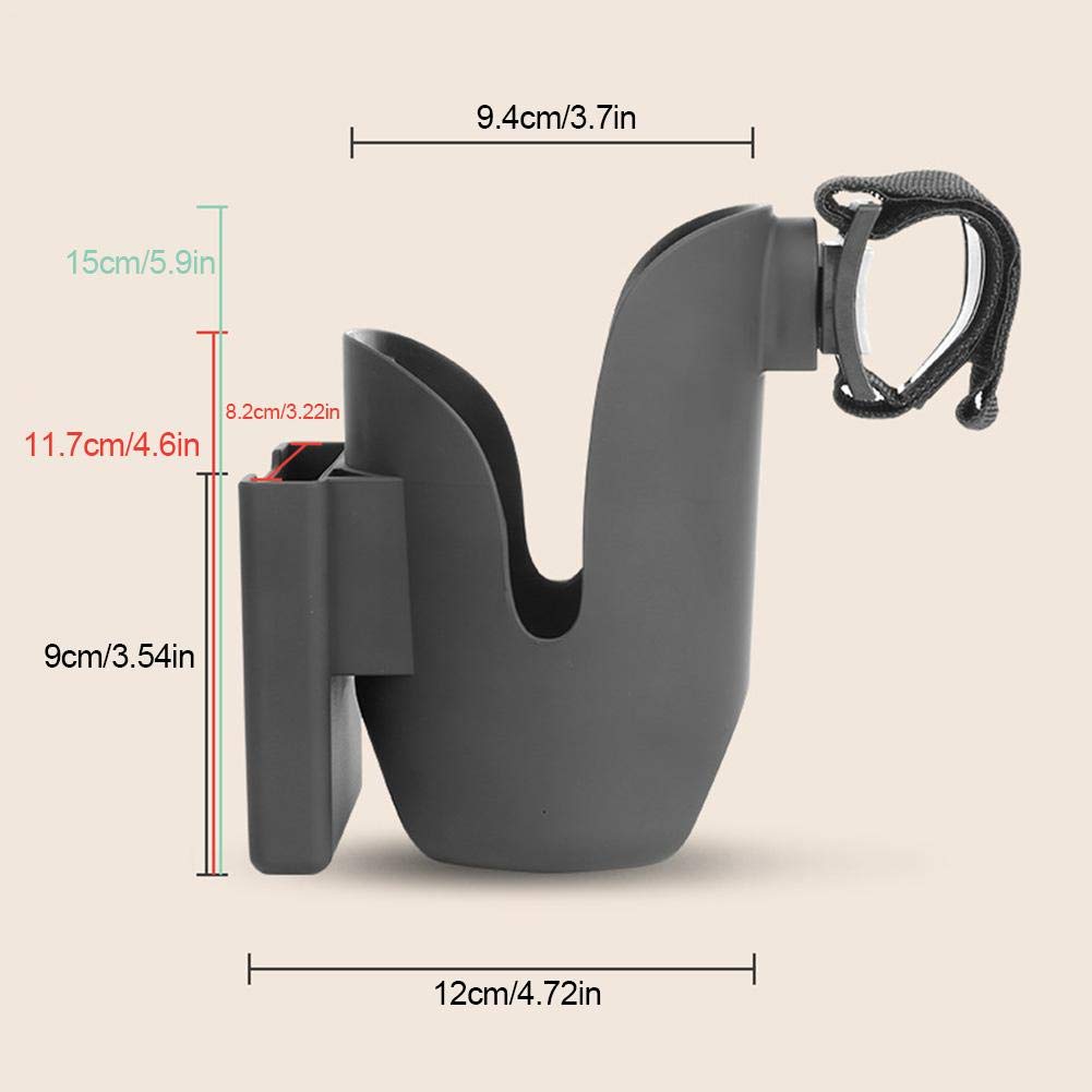 Stroller Drink Holder, 2-in-1 Universal Bottle & Phone Stroller Storage Rack, Large Caliber Cup Holder for Buggy, Bike and Wheelchair