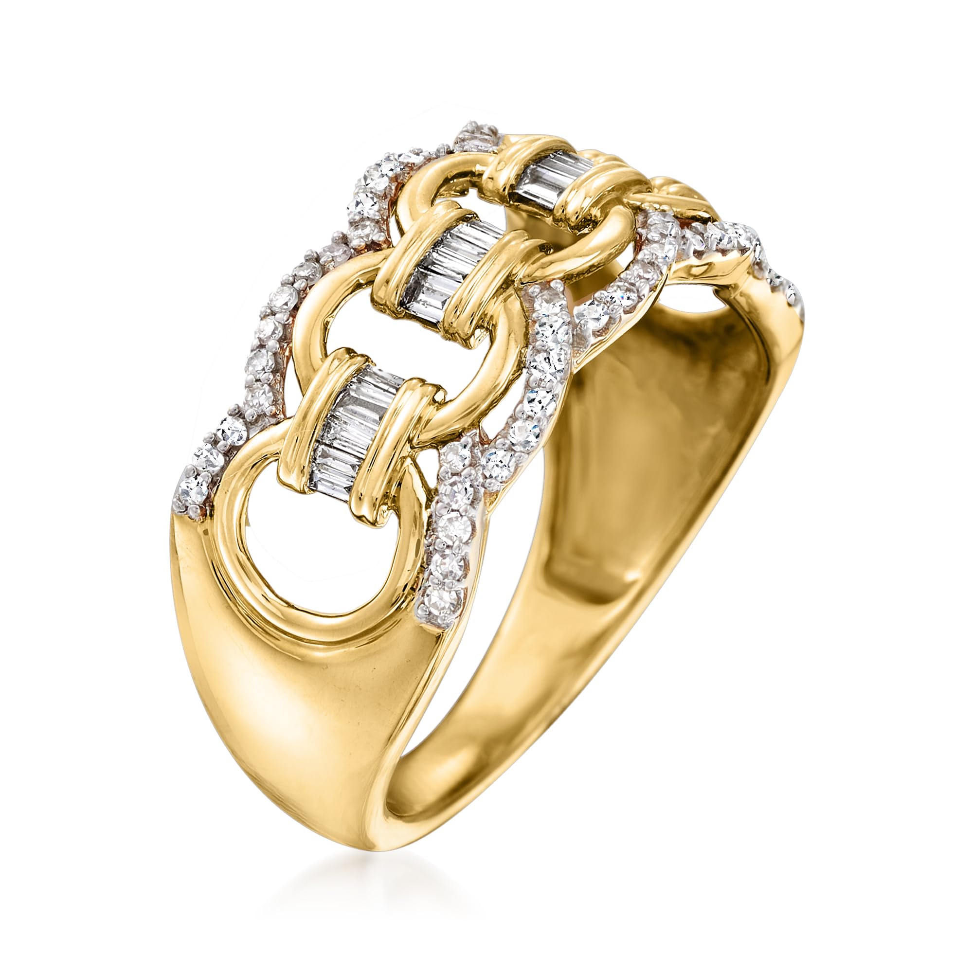 Ross-Simons 0.33 ct. t.w. Diamond Circle-Link Ring in 14kt Yellow Gold. Size 9