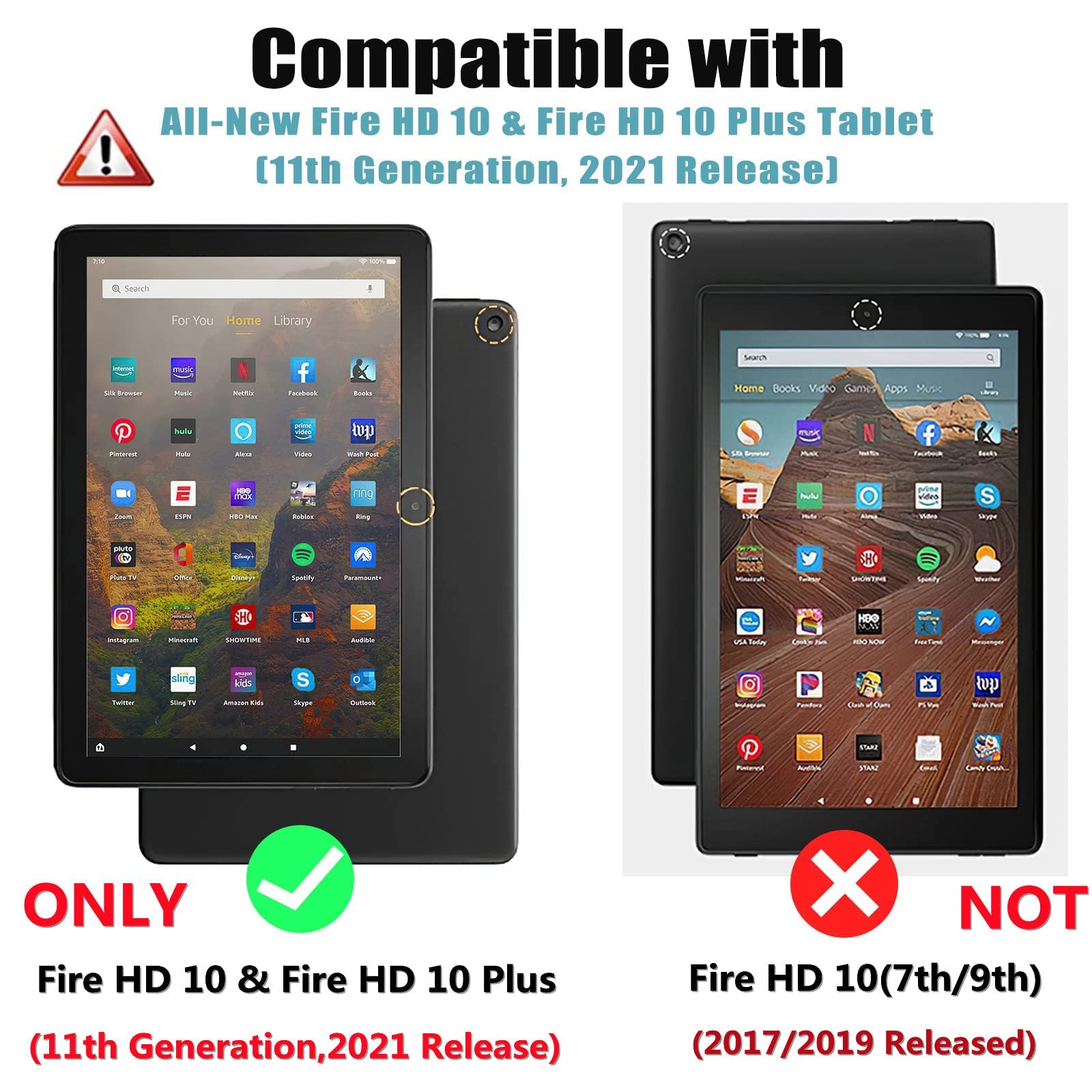 Skadell Fire HD 10 Tablet Case for All-New Amazon Fire HD 10 & 10 Plus Tablet (Only Compatible with 11th Generation Tablet, 2021 Release) - Slim Folding Stand Cover with Auto Wake/Sleep & Hand Strap