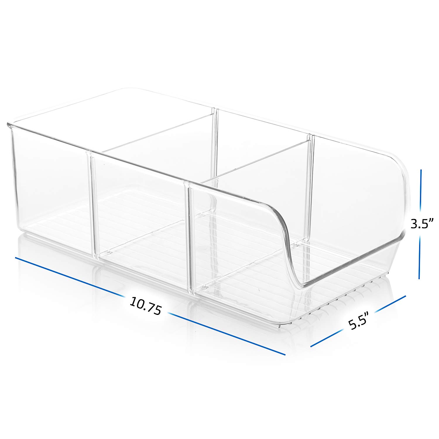 StorageBud Plastic Food Storage Bins with Handles, 4 Pack, Kitchen Pantry, Refrigerator, Cabinet Organizers for Dried Goods, Fruit, Pasta, or Snacks, Clear BPA Free Containers