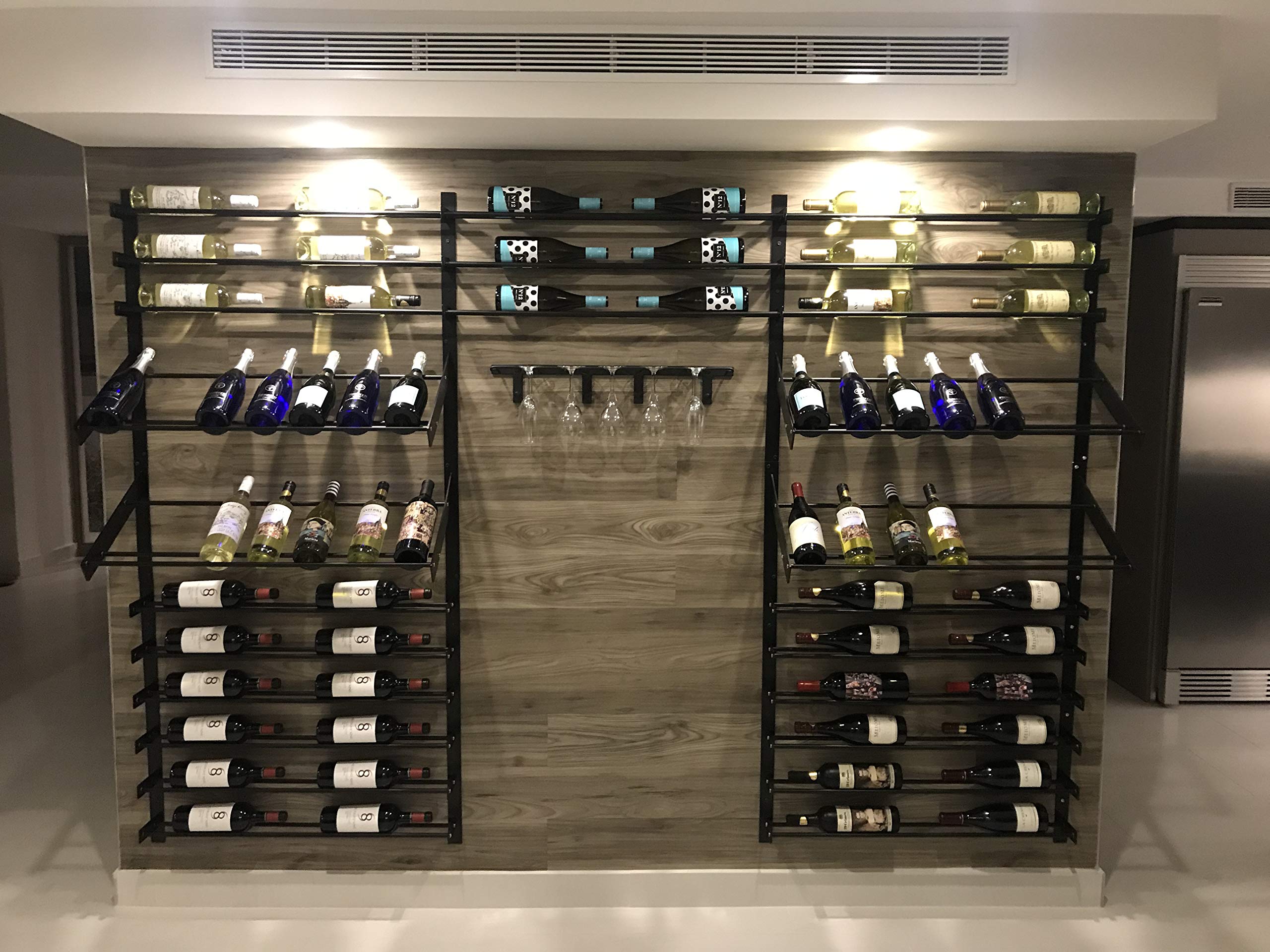 VintageView Wall Series-Stemware Wall Mounted Wine Glass Rack (Chrome Plated) Stylish Modern Wine Storage with Label Forward Design