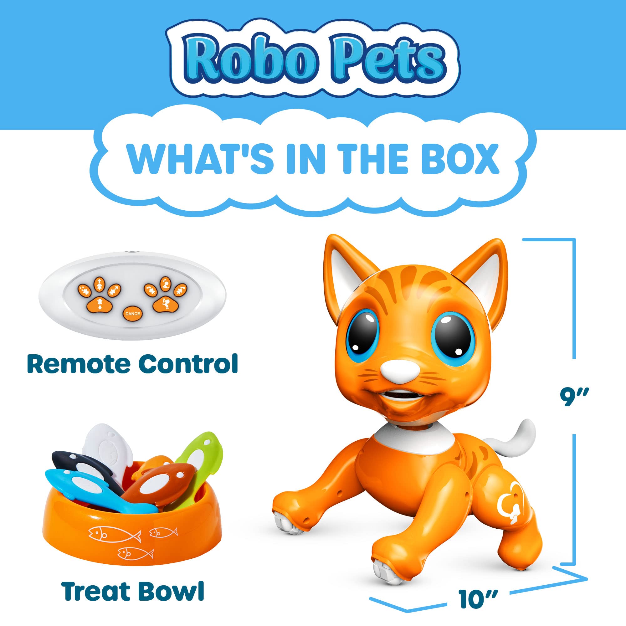 Power Your Fun Robo Pets Cat for Girls and Boys - Remote Control Robot Toy Interactive Hand Motion Gestures, Robot Toys Smart STEM Toy Programmable Treats Walking Dancing Robot Pet for Kids Robot Cat