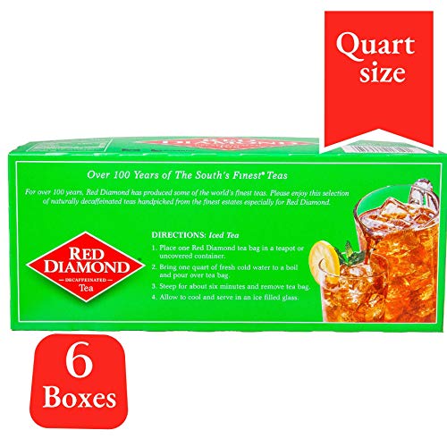 Red Diamond Iced Tea Bags, Decaffeinated, Family Size Tea Bags, Delicious And Freshly Brewed Taste, Special Premium Blend, 24 Count (Pack of 6)