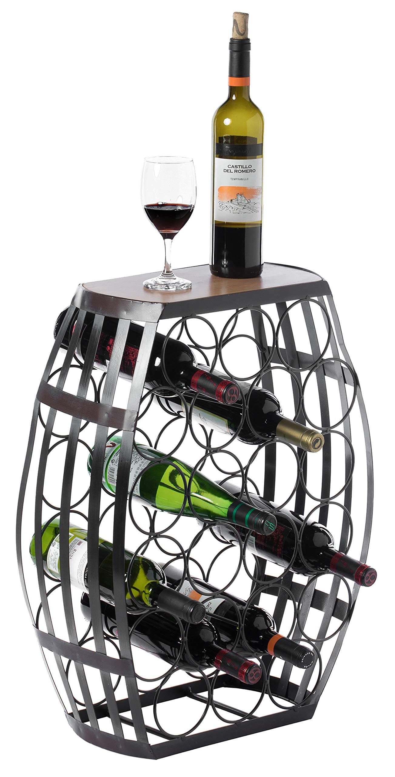 Vintiquewise Barrel Shaped 22 Bottles Decorative Table Wine Rack Storage
