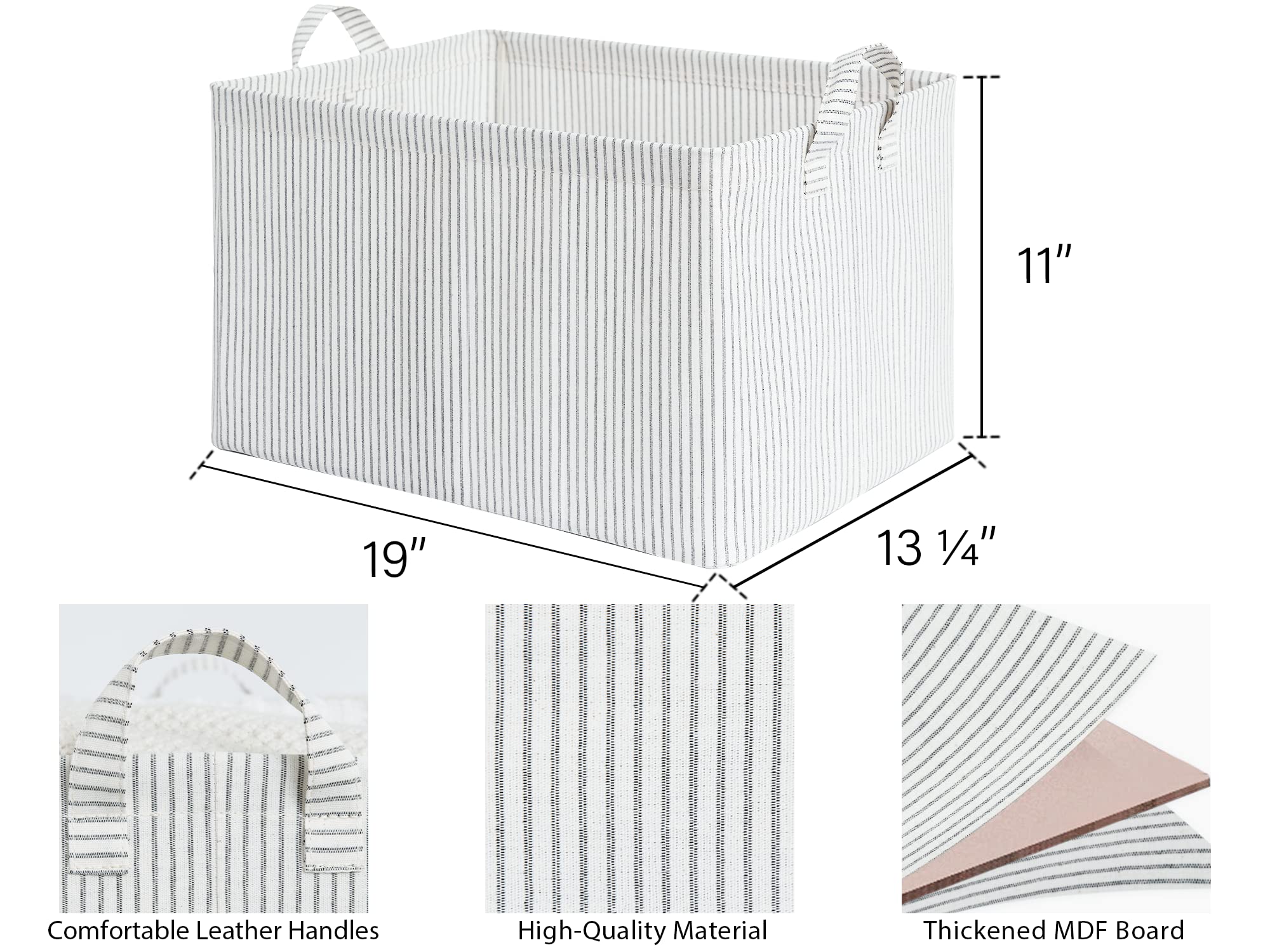 StorageWorks 45L Extra Large Fabric Storage Bins with Decorative Storage Boxes with Lids and Soft Rope Handles