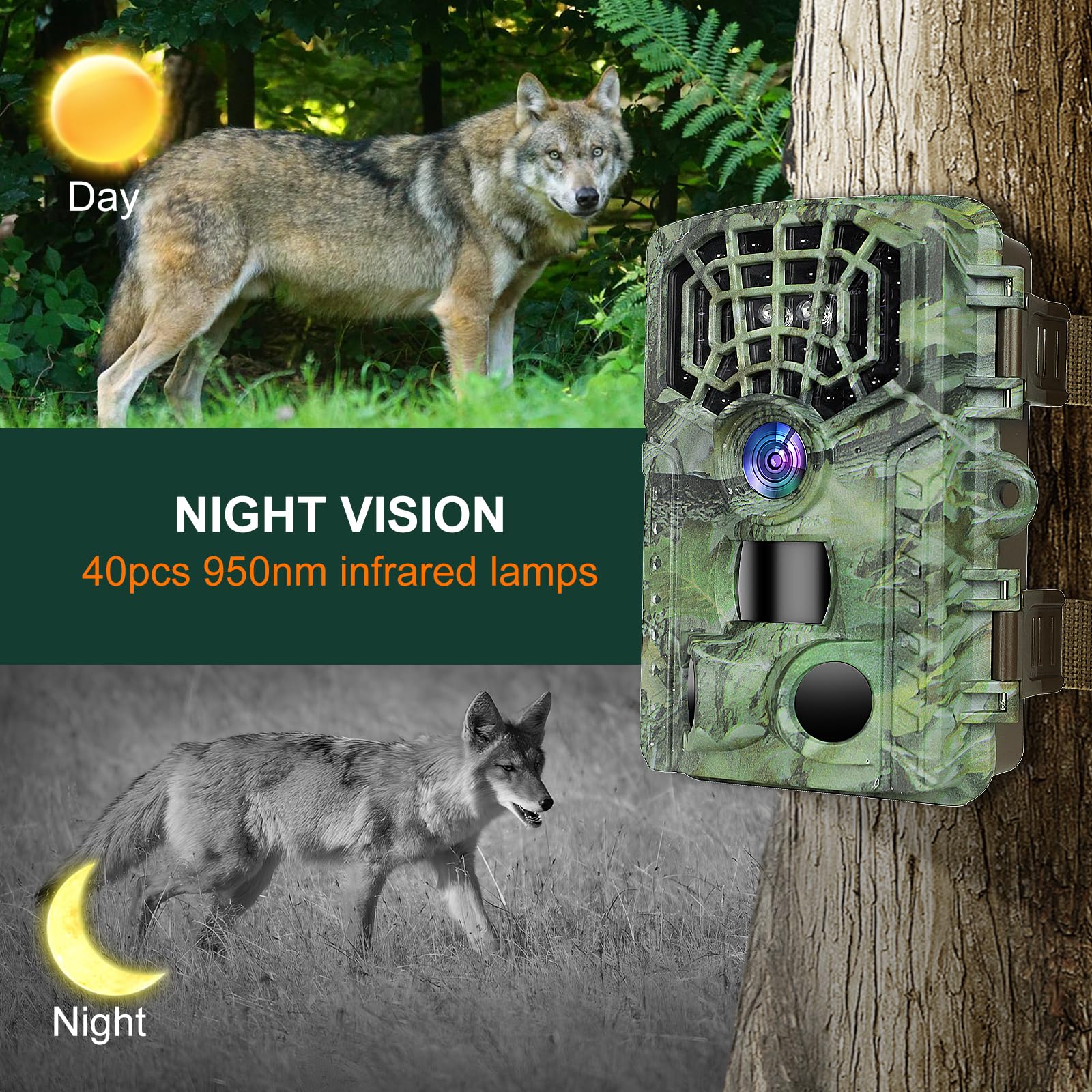 VANBAR Trail Camera, 4K 48MP WiFi Game Camera with Night Vision Motion Activate 0.2s Trigger Speed 940nm No Glow and IP66 Waterproof 120° Wide Angle Trail Camera