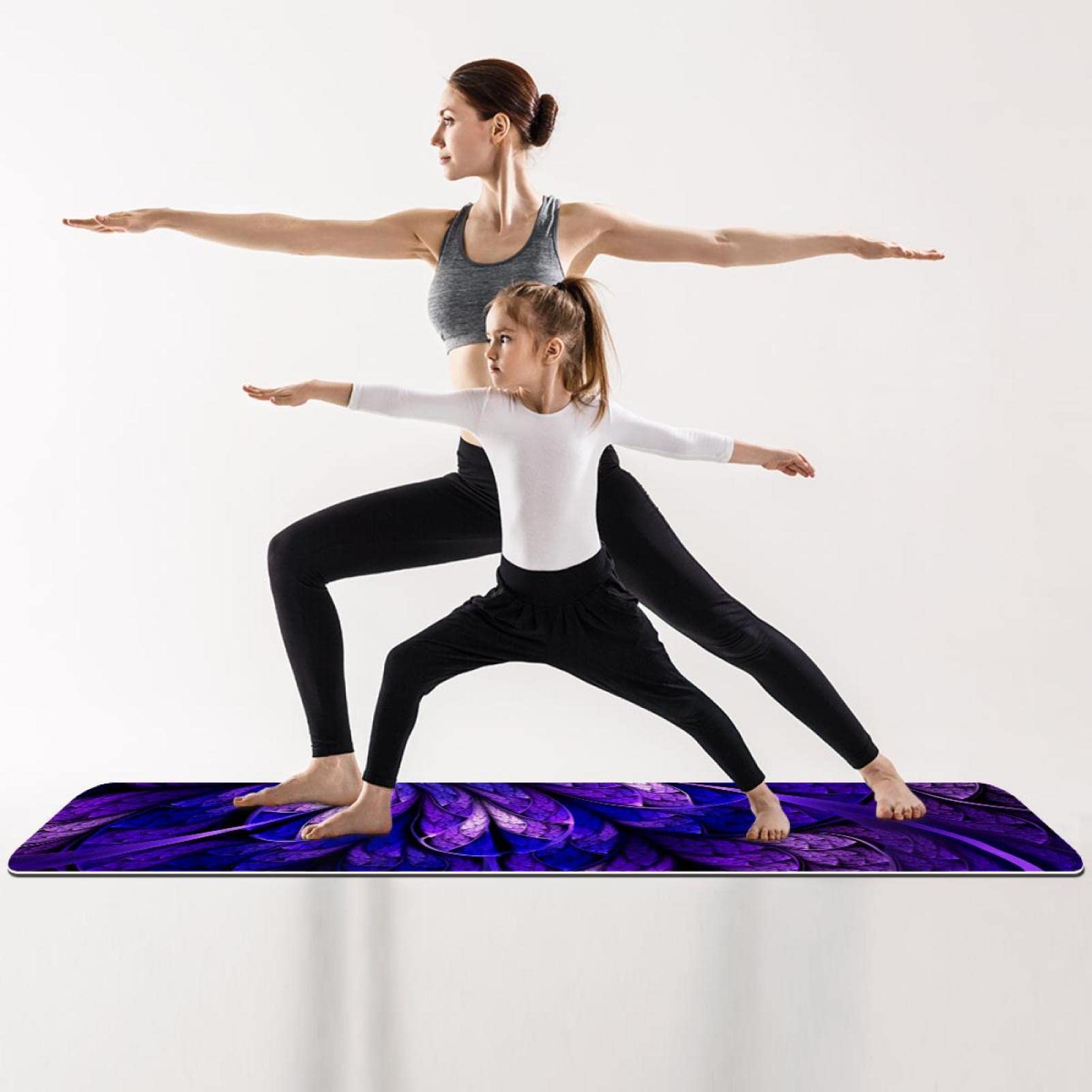 Yoga Mat, Yoga Mats for Home Workout, Workout Mat, Exercise Mats, Pilates Mat, 3D Purple Flowers