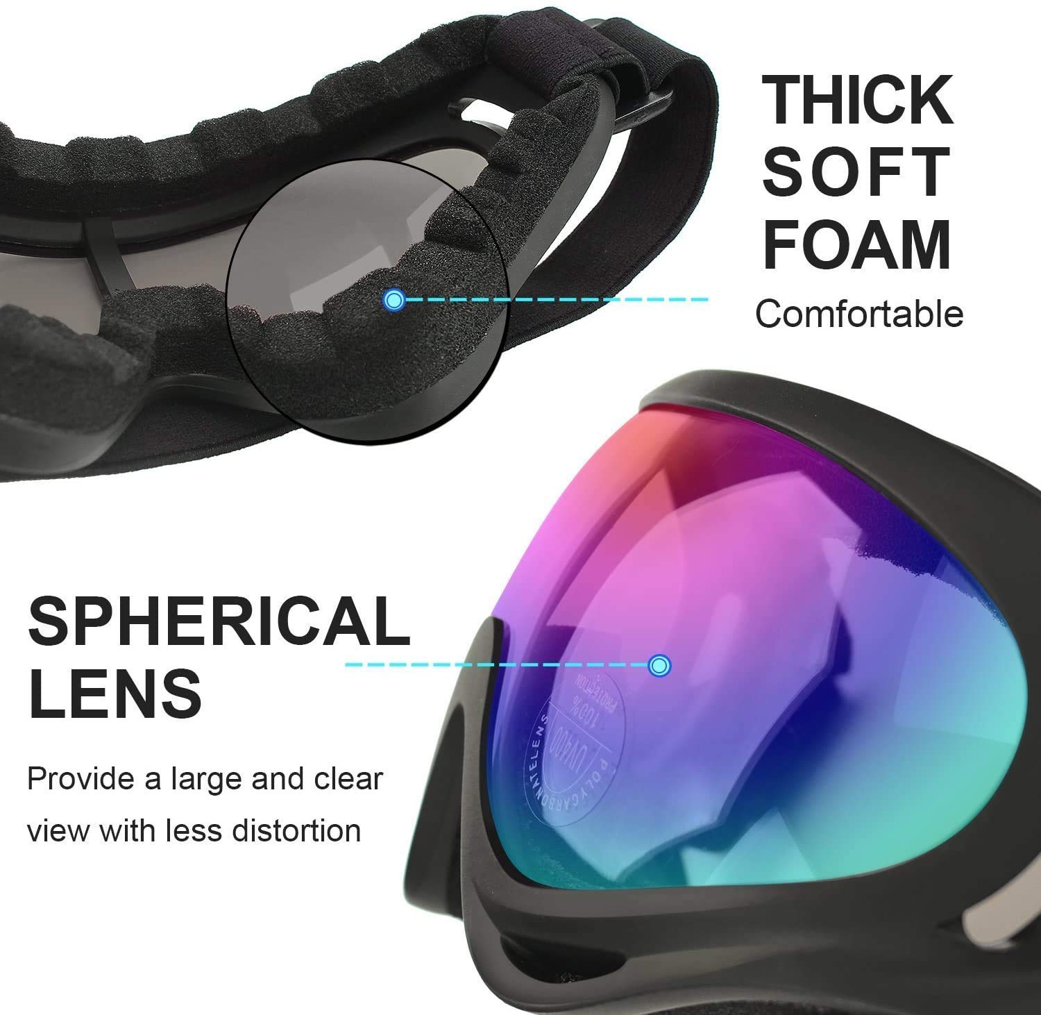 Ski Goggles Snowboard Goggles Outdoor Goggles Ride Motorcycle Sport Goggles UV400 Windproof Sand Tactics Equipment Skiing Glasses