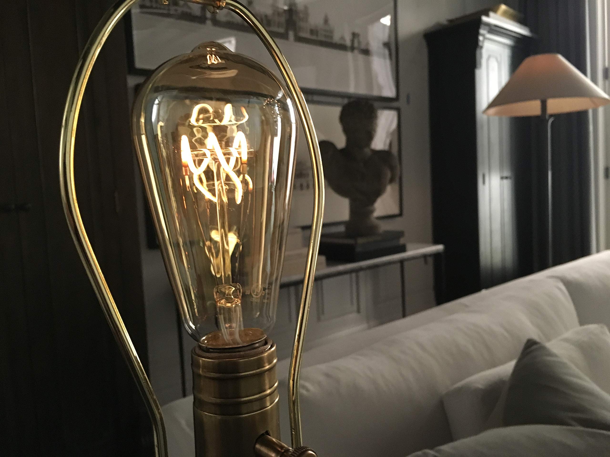 The Flickerless LED Technology Bulb by Burton Lighting - Vintage Edison Style 3W LED Dimmable Light Bulb, 150 Lumens, ST64 - Tear Drop Top, E26 Base, Antique Tinted Glass
