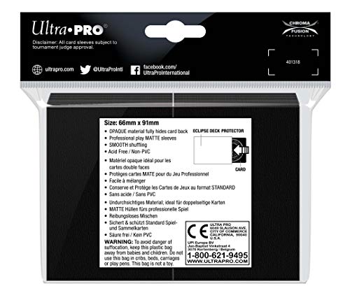 Ultra Pro E-15613 Eclipse Standard Matte Sleeves 100 Pack-Jet Black