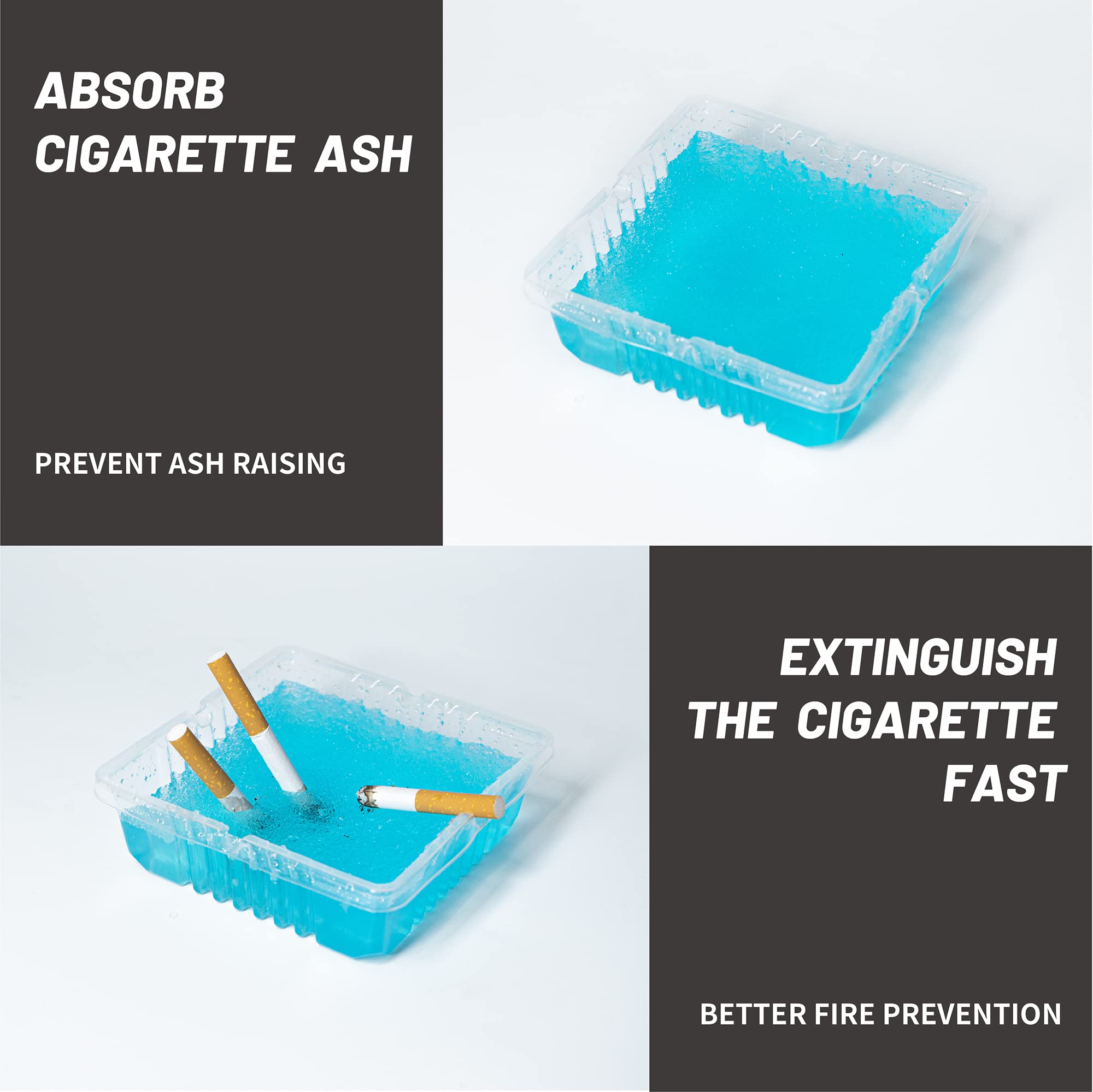 Ruimotu 32pcs Disposable Ashtrays for Cigarettes with Ash Absorbing Balm - Reduce Ash Raising - Fast Cigarette Extinguishing, Blue