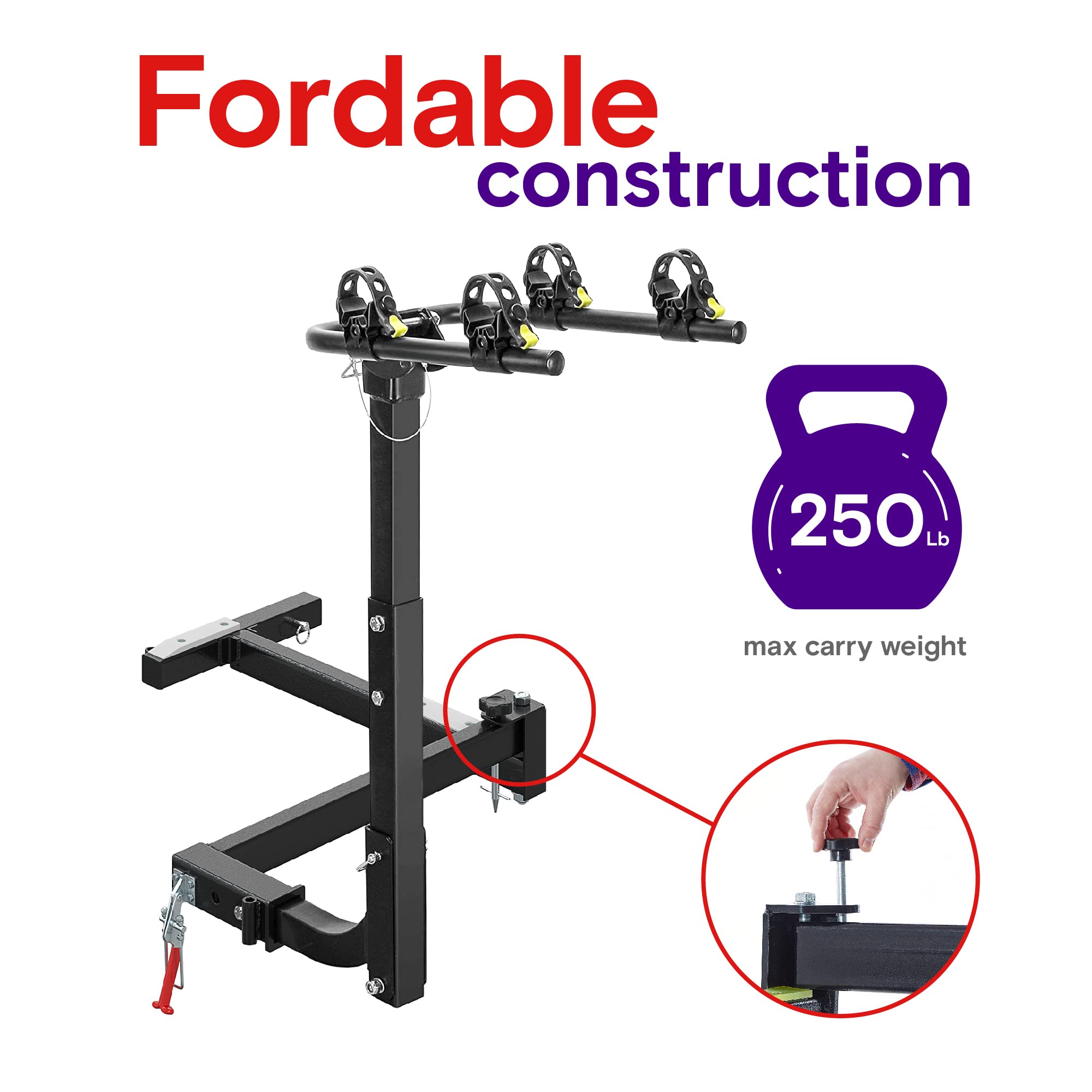 Swing-Away Bike Rack Adapter for 2β Hitch Receivers Bike Carrier Pivoting Arm Easy Access to Tailgate
