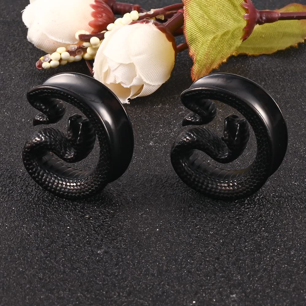 Vankula 2PCS Cool Snake Saddle Ear Plugs Tunnels Ear Gauges Expander Stainless Steel Earrings Body Piercing Jewelry